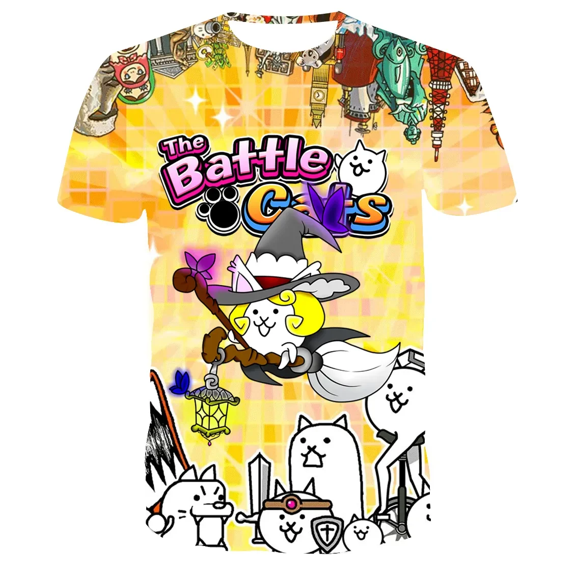 T-Shirts-Hot-Game-The-Battle-Cats-3D-Print-T-Shirt-Fashion-Kids-Casual ...