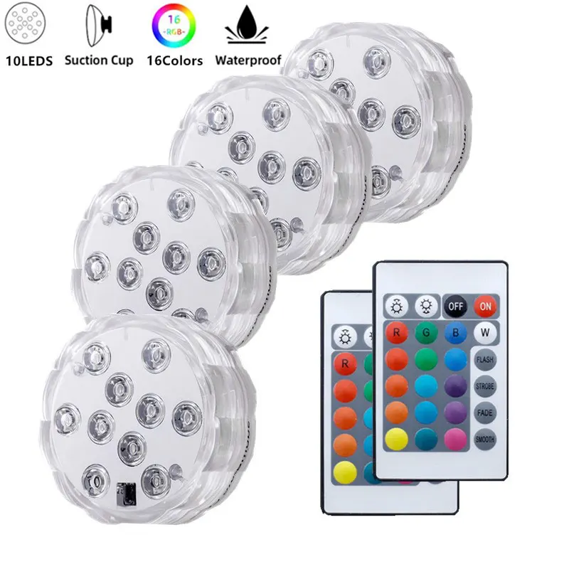 Updated-Submersible-LED-Lights-with-Remote-Underwater-Pool-Light-IP68-Suction-Cups-10-LED-Bright ...