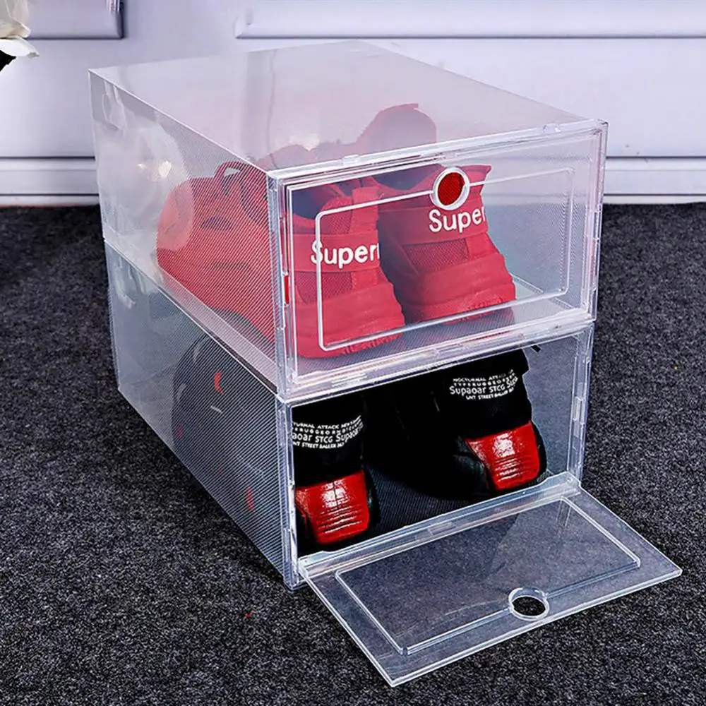 Transparent Sneaker Shoe Storage Box Dust-proof Storage Box Stackable ...