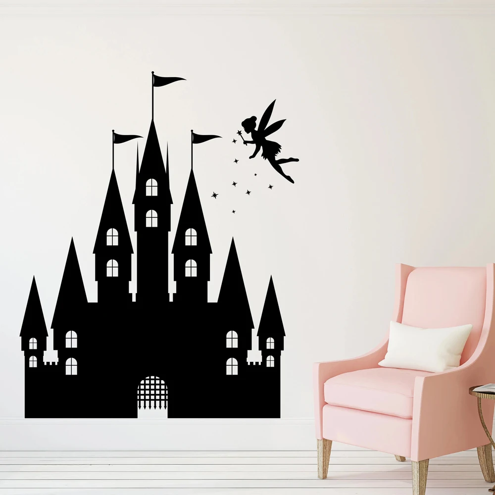 Castle-Wall-Decal-Art-Kids-Teen-Room-Design-Home-Decor-Girls-Bedroom ...