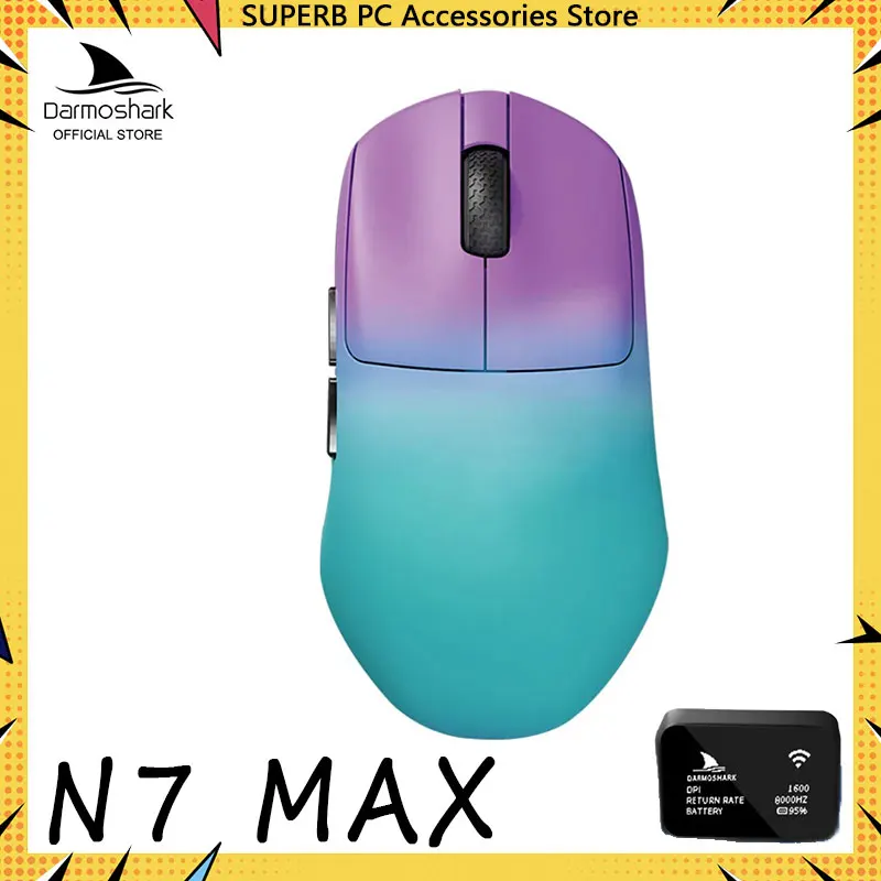 Darmoshark N7 MAX Dual 8K Wireless Gaming Mouse Sensor PAW3950 30K DPI ...