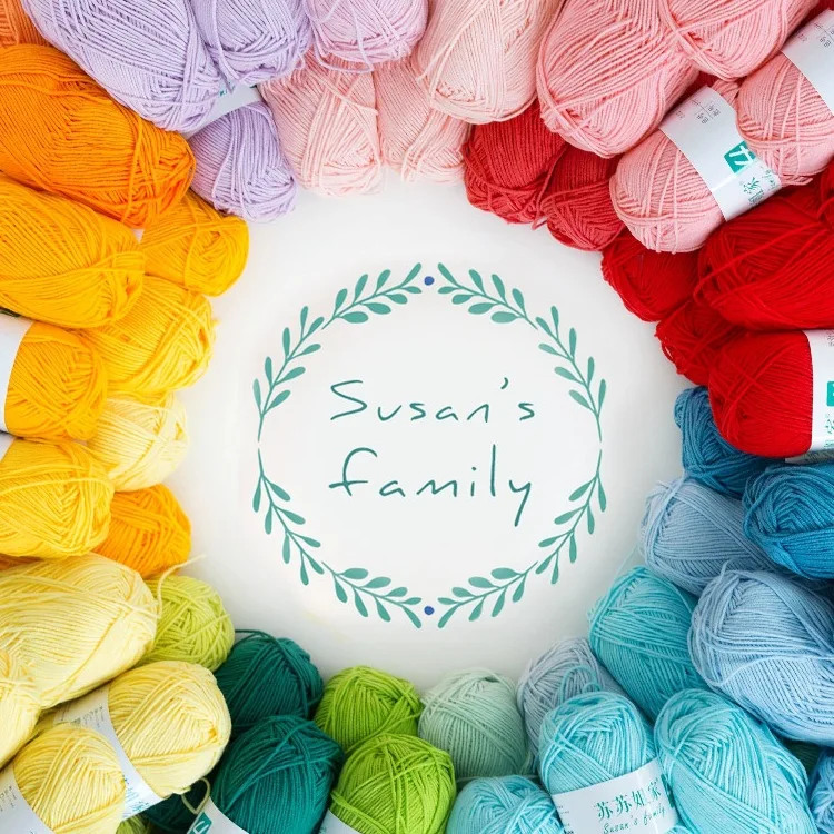 Susan's Family 50g/roll 4-ply Combed Cotton Milk Hand-knitted Doll Diy ...