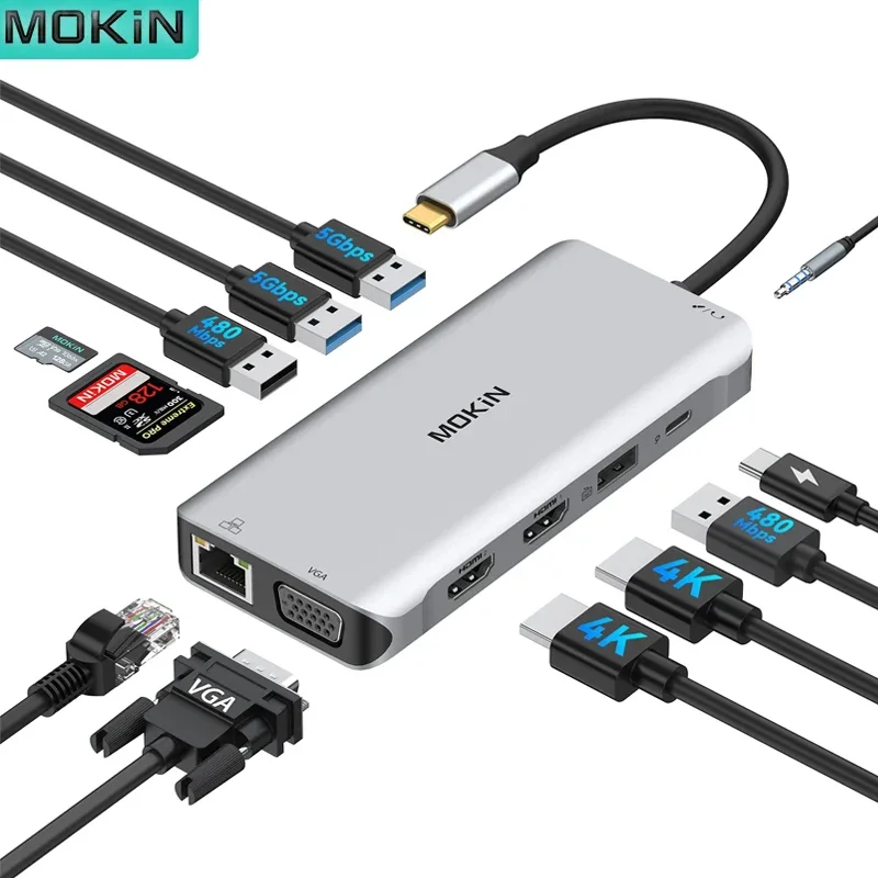 MOKiN-USB-C-HUB-Docking-Station-4K-60Hz-Type-C-to-Dual-HDMI-VGA-RJ45 ...