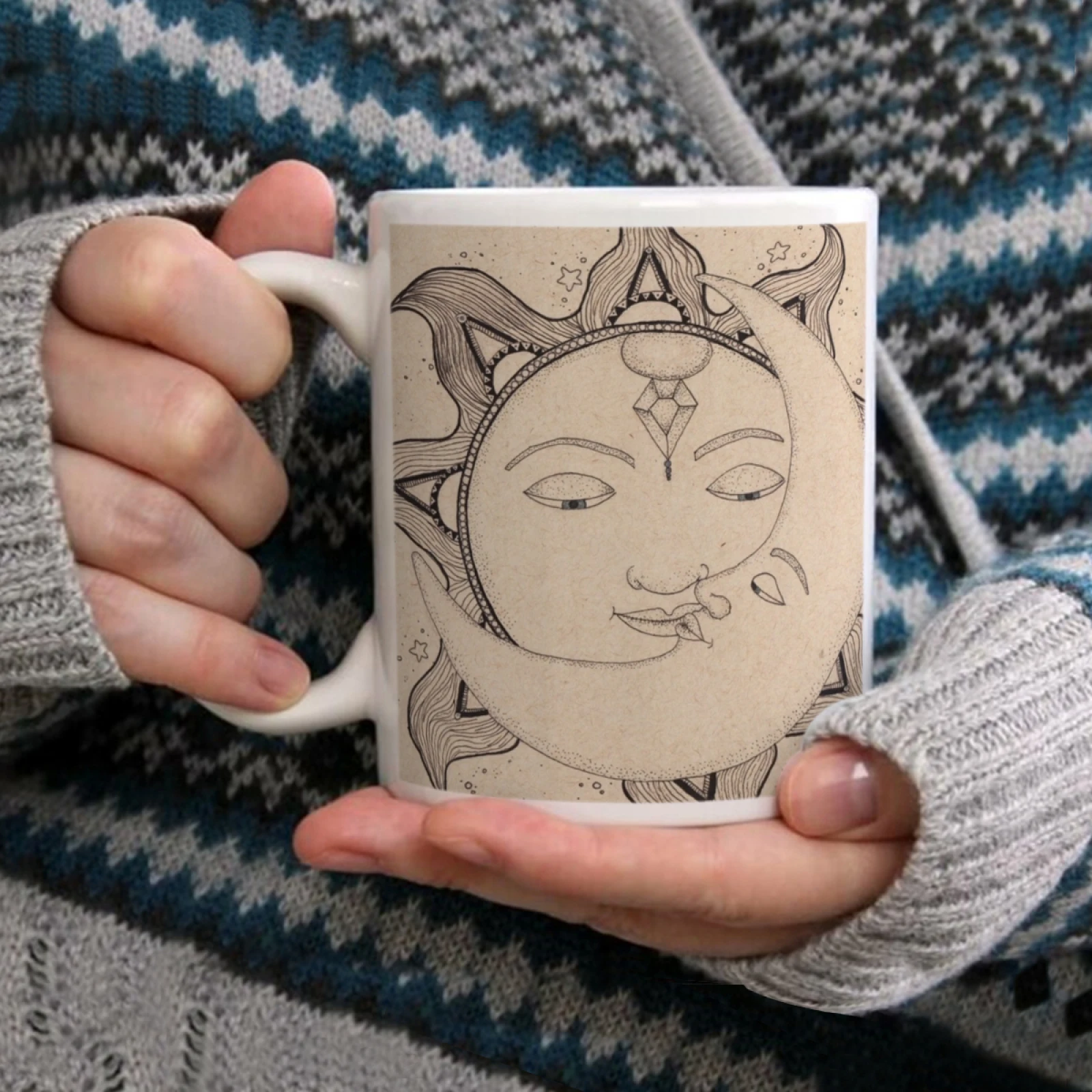 Celestial Sun And Moon Kissing