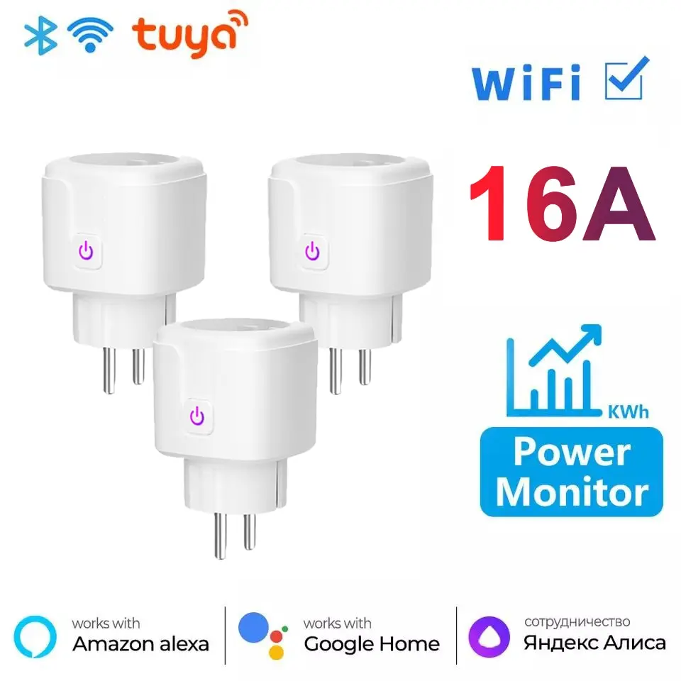 Tuya 16a eu wifi steckdose stecker smart life steckdose monitor timing funktion wifi stecker mit ...