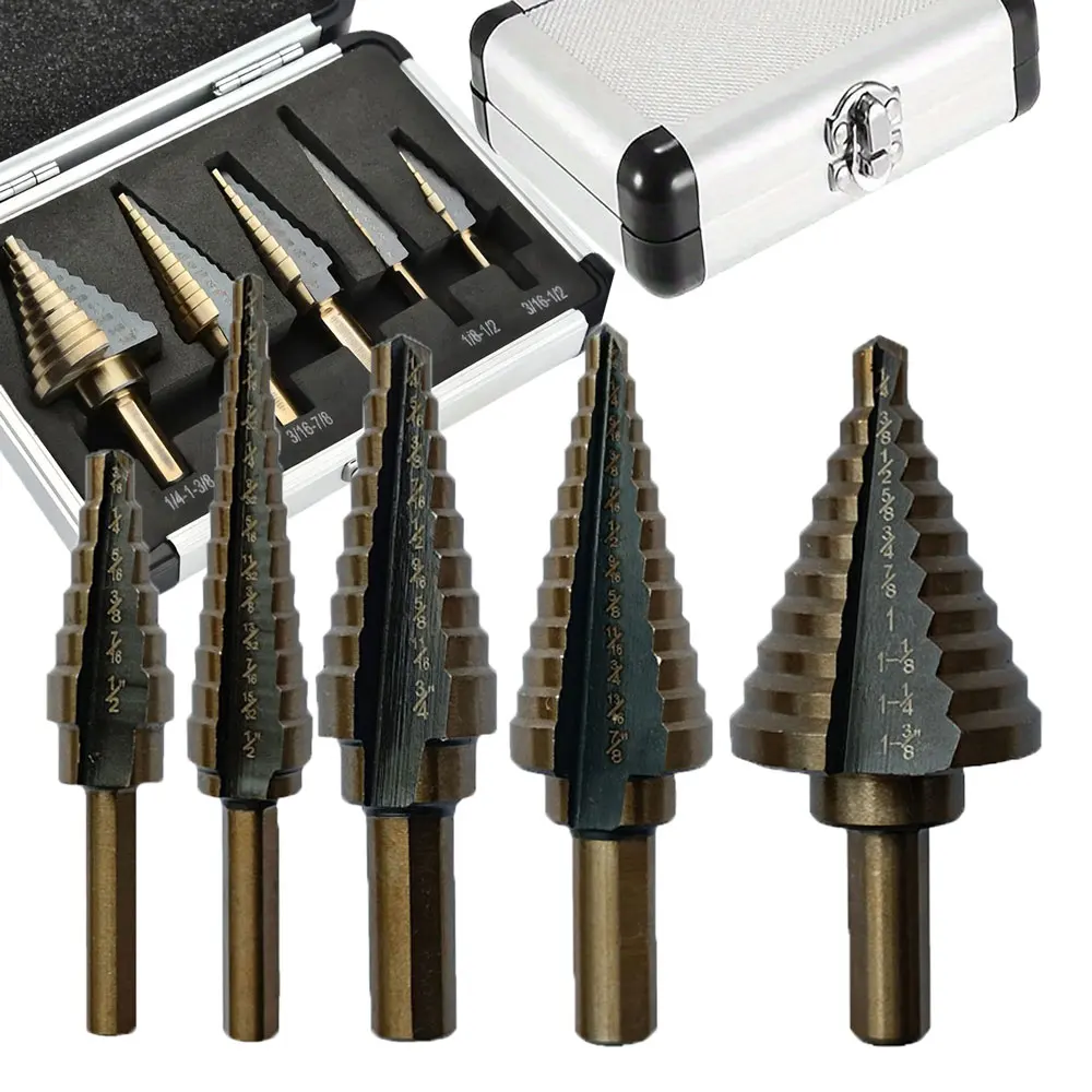 New-Arrival-5pcs-Set-HSS-COBALT-MULTIPLE-HOLE-50-Sizes-STEP-DRILL-BIT ...