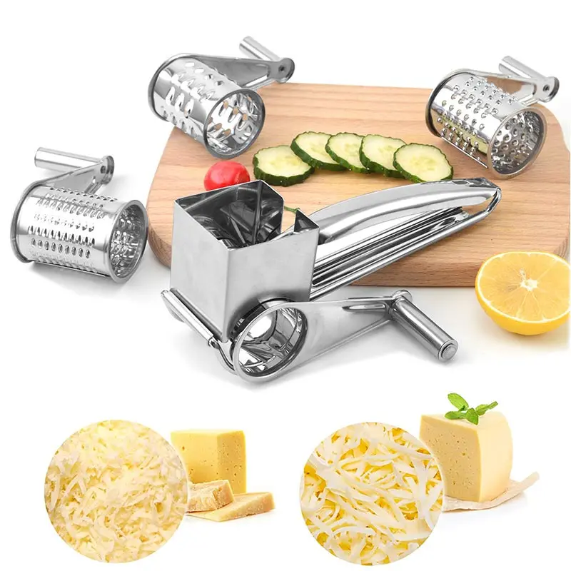 304-Stainless-Steel-Rotary-Cheese-Grater-Shredder-with-Sharp-Drums ...