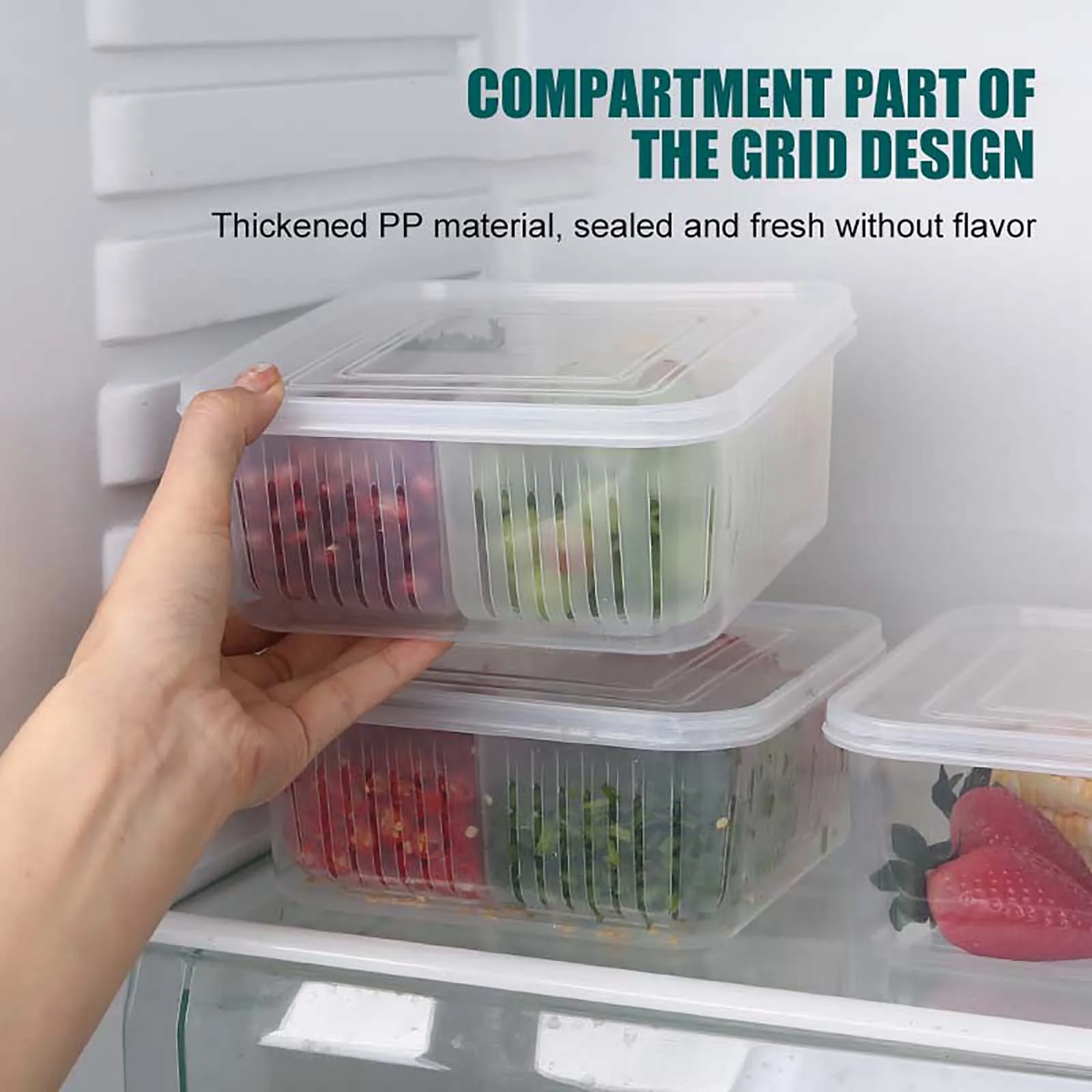 Fridge Food Storage Box Reusable Sealed Fresh Box with Lid 4pcs ...