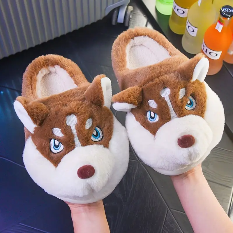 Winter-Home-Couple-Shoes-Women-s-Fluffy-Dog-Slippers-Girl-Animal-Fur ...