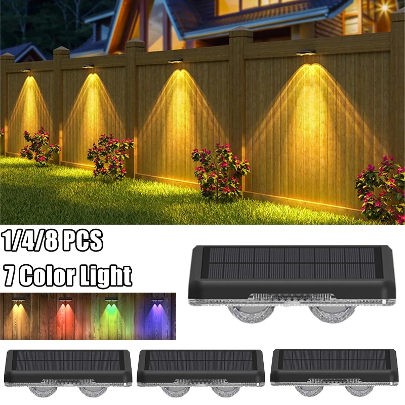 MIEZUHYGAN Outdoor LED Fence Light Solar Garden Wall Lights RGB and ...