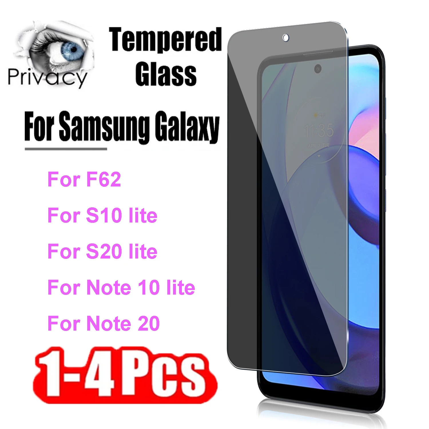 1-4Pcs-Anti-Spy-Protective-Tempered-Glass-For-Samsung-Galaxy-F62-S10 ...