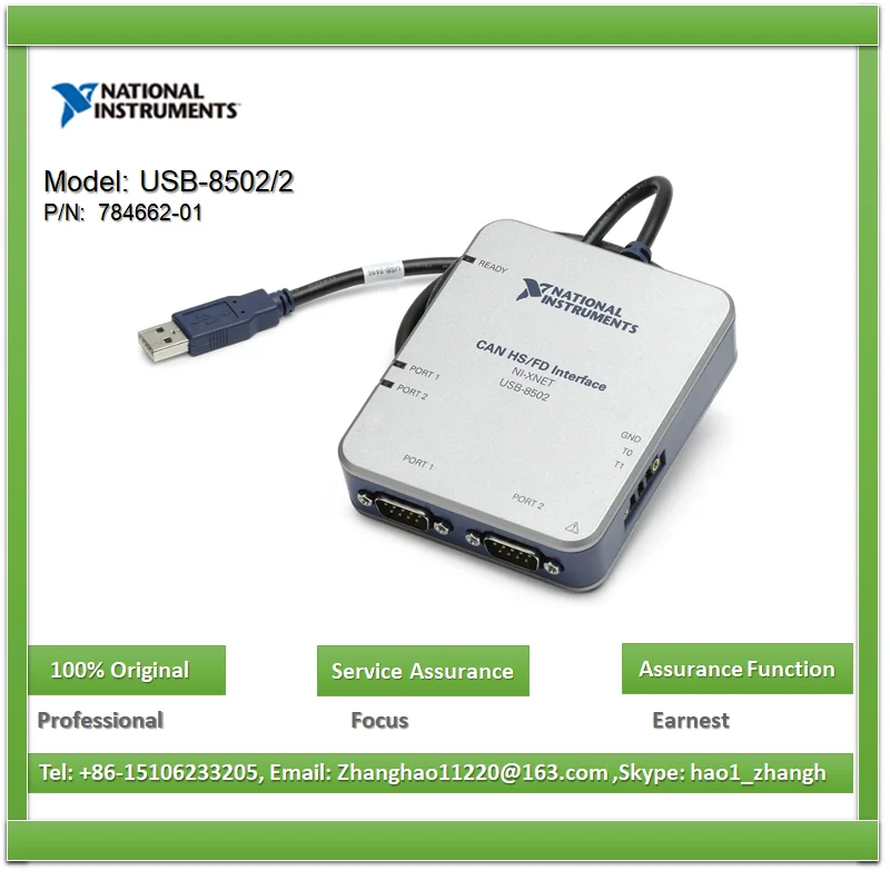 NI USB-8502 784662-01 NI-XNET 2-Port, High-Speed/FD, USB CAN Interface ...