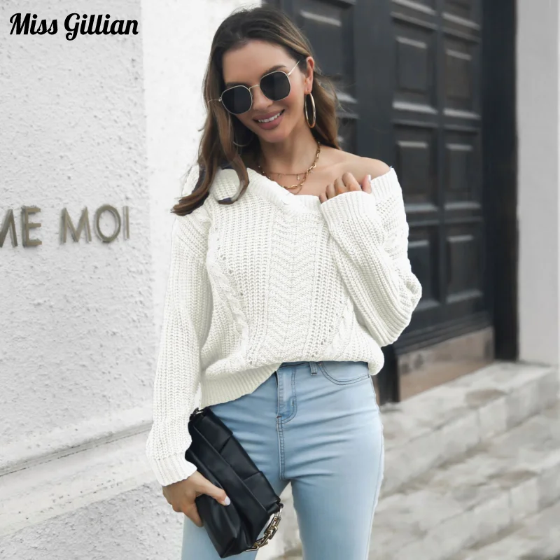 Su-teres-casuales-para-mujer-jersey-con-cuello-en-V-su-ter-suelto ...