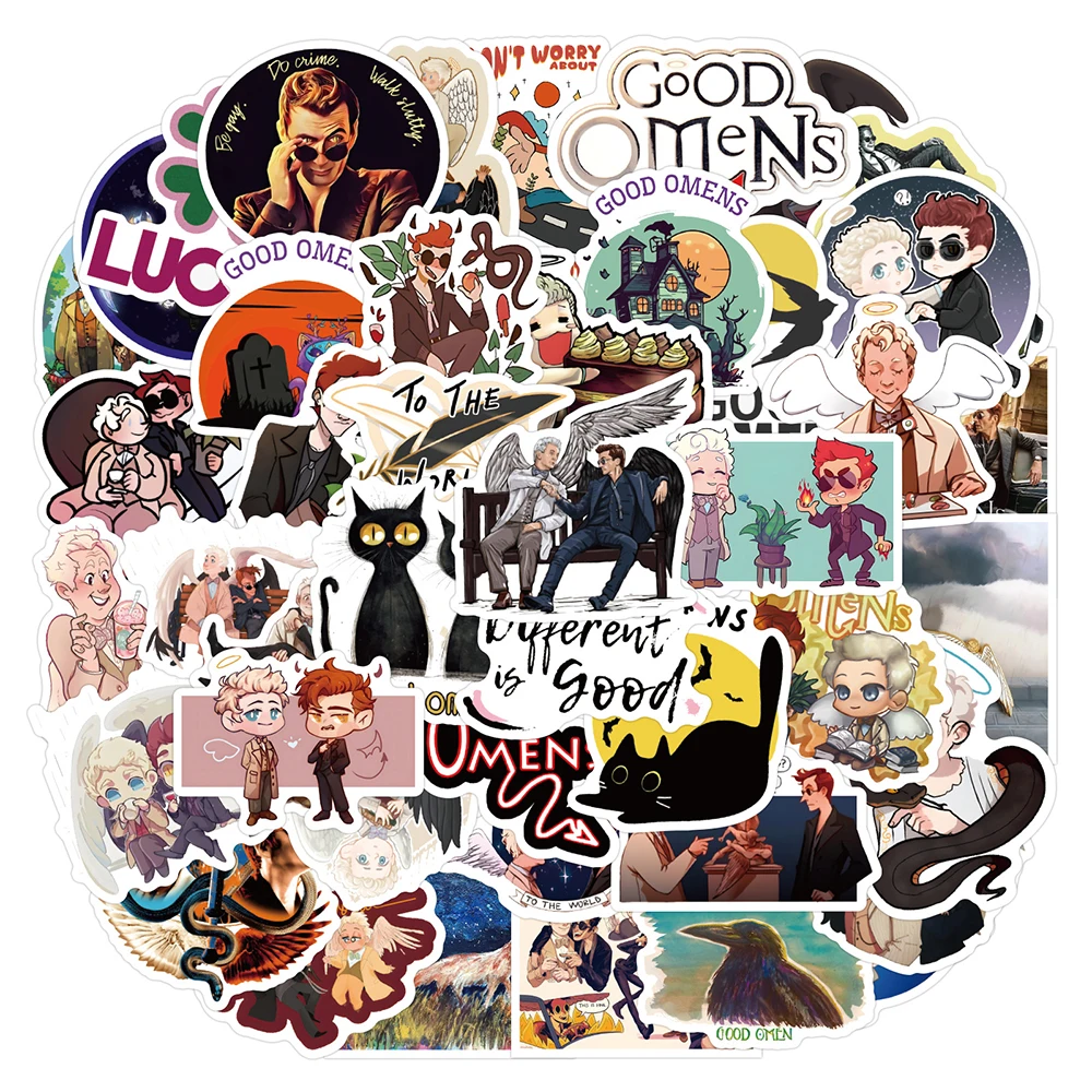 10/30/50pcs Funny TV Series Good Omens Stickers Cartoon Graffiti Decals ...