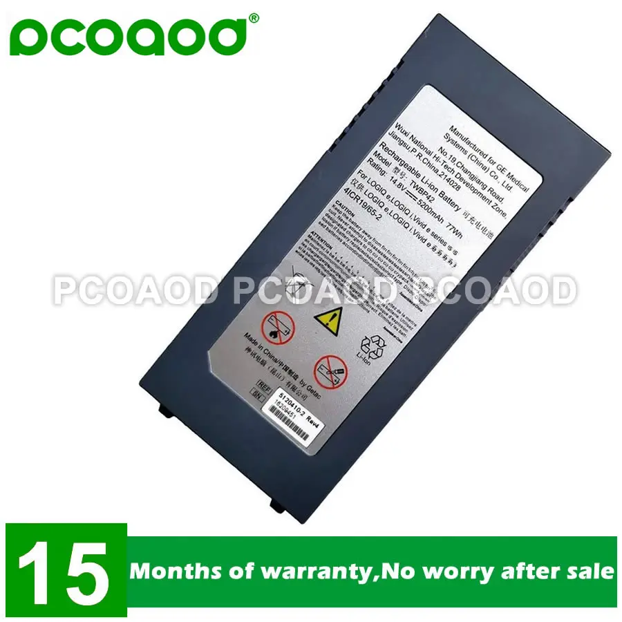 PCOAOD 14.8V 72.5WH 4900mAh Model TWBP42 battery For GE Logiq E Logiq I ...
