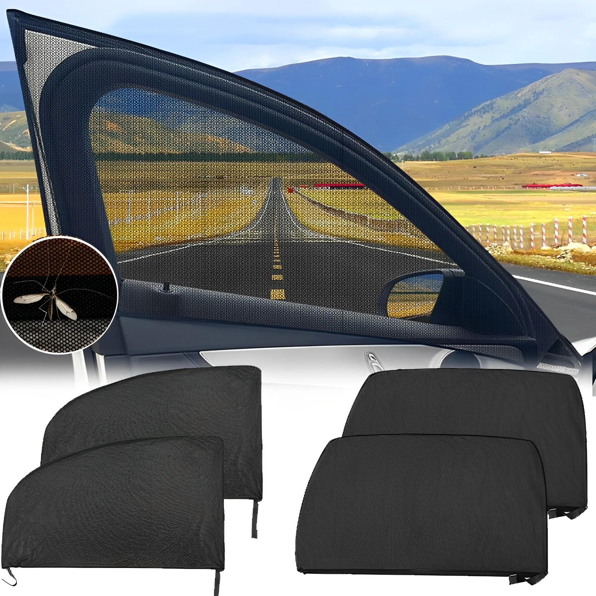 4Pcs Car Window Sunshade Mesh UV Protective Breathable Sun Shade ...