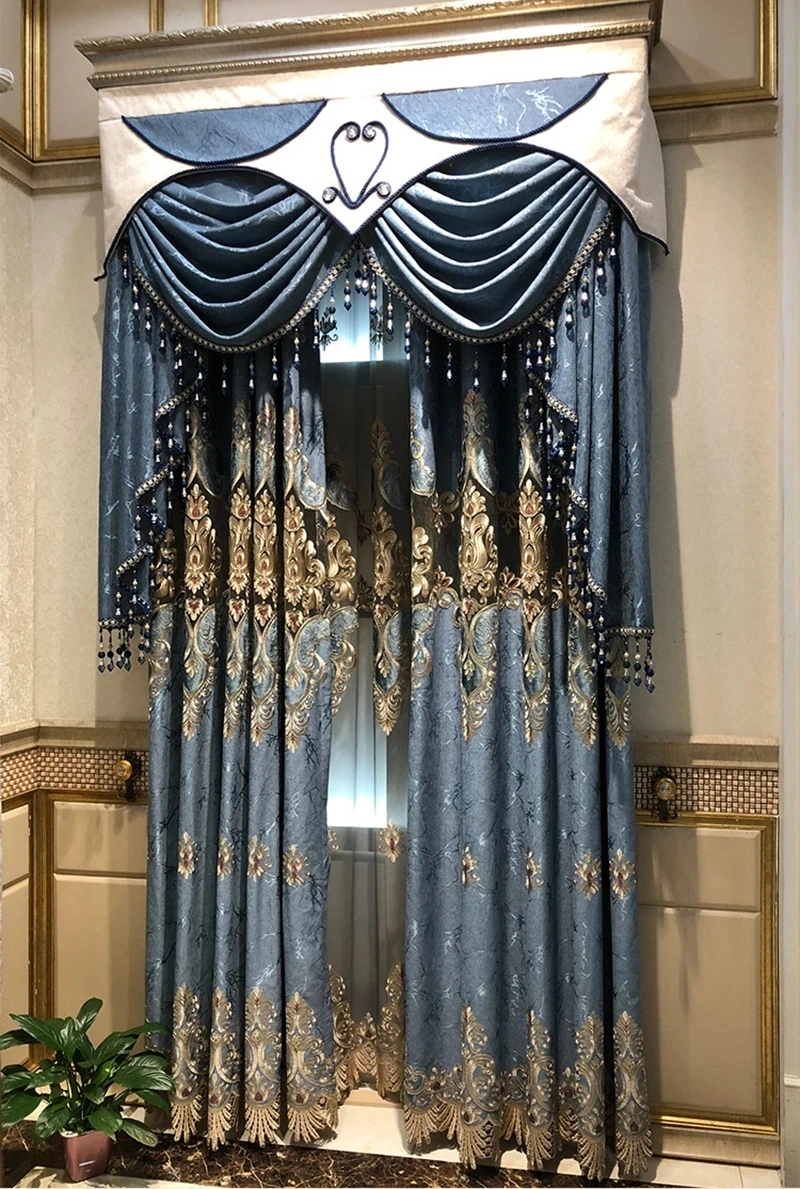 Rideaux-en-tulle-brod-pour-salon-cantonni-re-de-luxe-ensemble-de ...