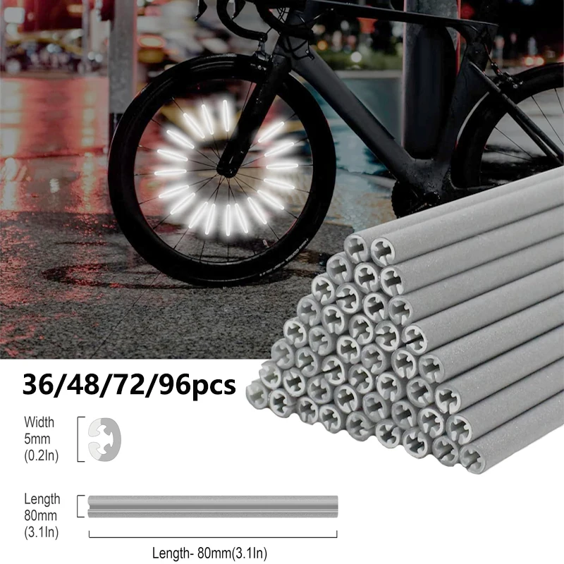 36/48/72/96Pieces 8cm Spoke Reflectors Bicycle Set Waterproof Easy ...