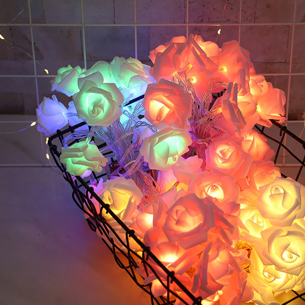 USB-Battery-Operated-10-20-LED-Rose-Flower-String-Lights-Artificial ...