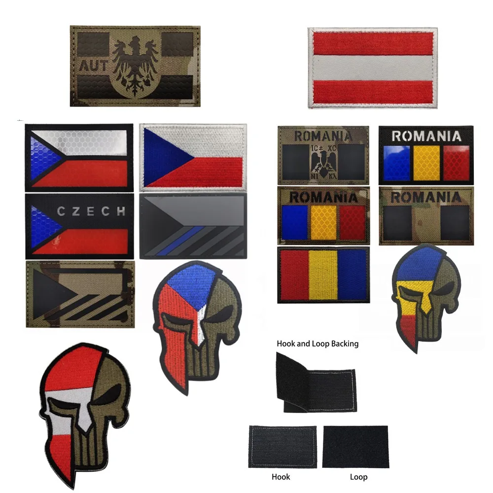 Austria-Romania-Czech-Flag-Reflective-Magic-Patch-Military-Armband-Bag ...