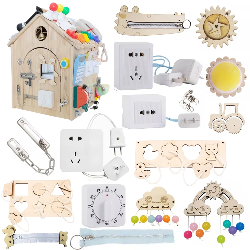 Montessori Busy Board Accessories Leather buckle switch light Plug ...