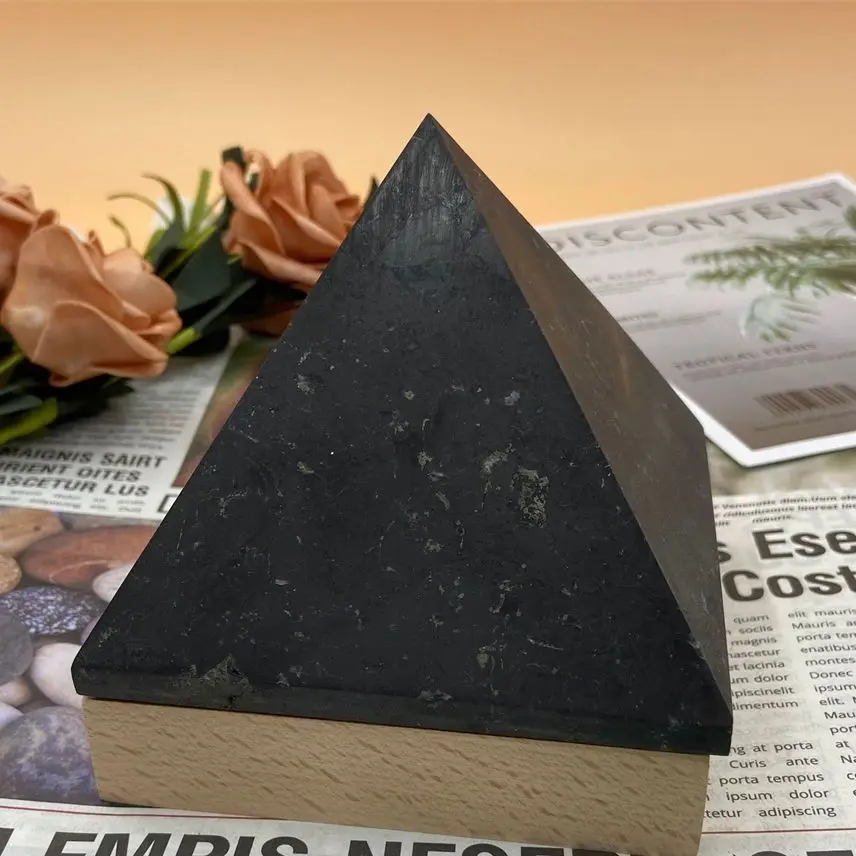 Genuine Natural Shungite Pyramid Tower Energy Raw Gemstone Point Stone ...