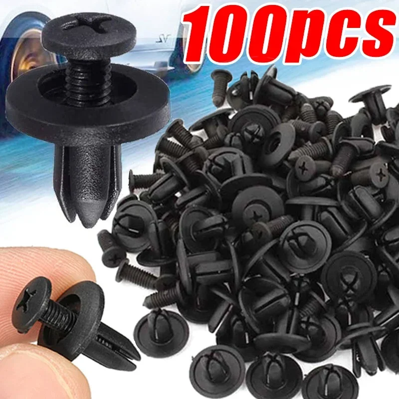 Car 8mm Hole Plastic Rivets Fastener Push Clip Black Auto Vehicle Door ...