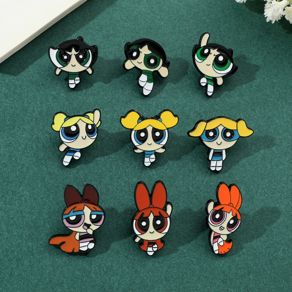 The-Powerpuff-Girls-Enamel-Pins-for-Women-Brooches-Badges-Kawaii ...