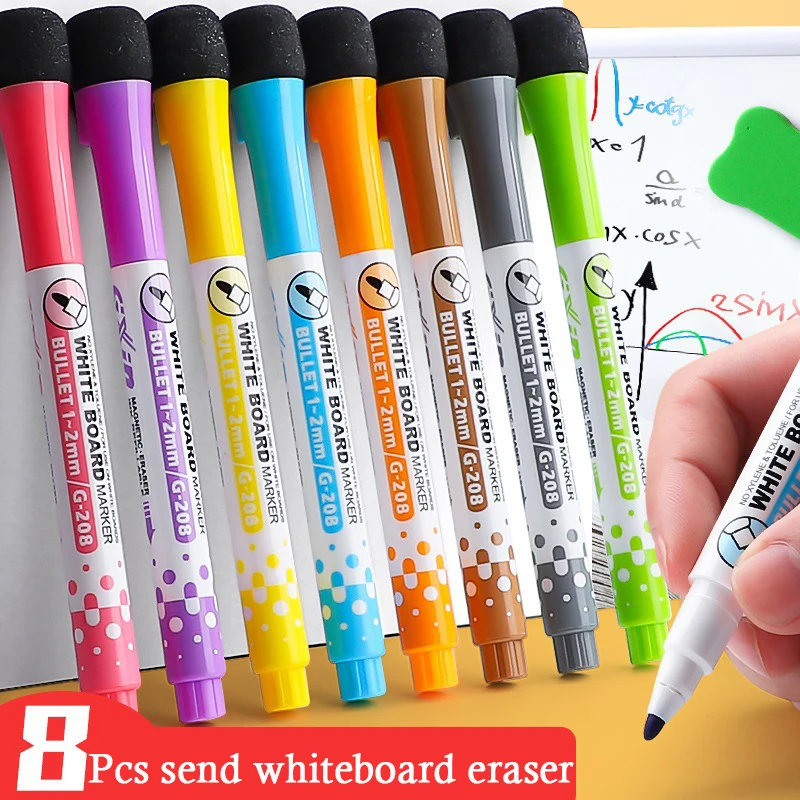 8-Colors-Magnetic-Dry-Erase-Markers-Fine-Tip-Magnetic-Erasable ...