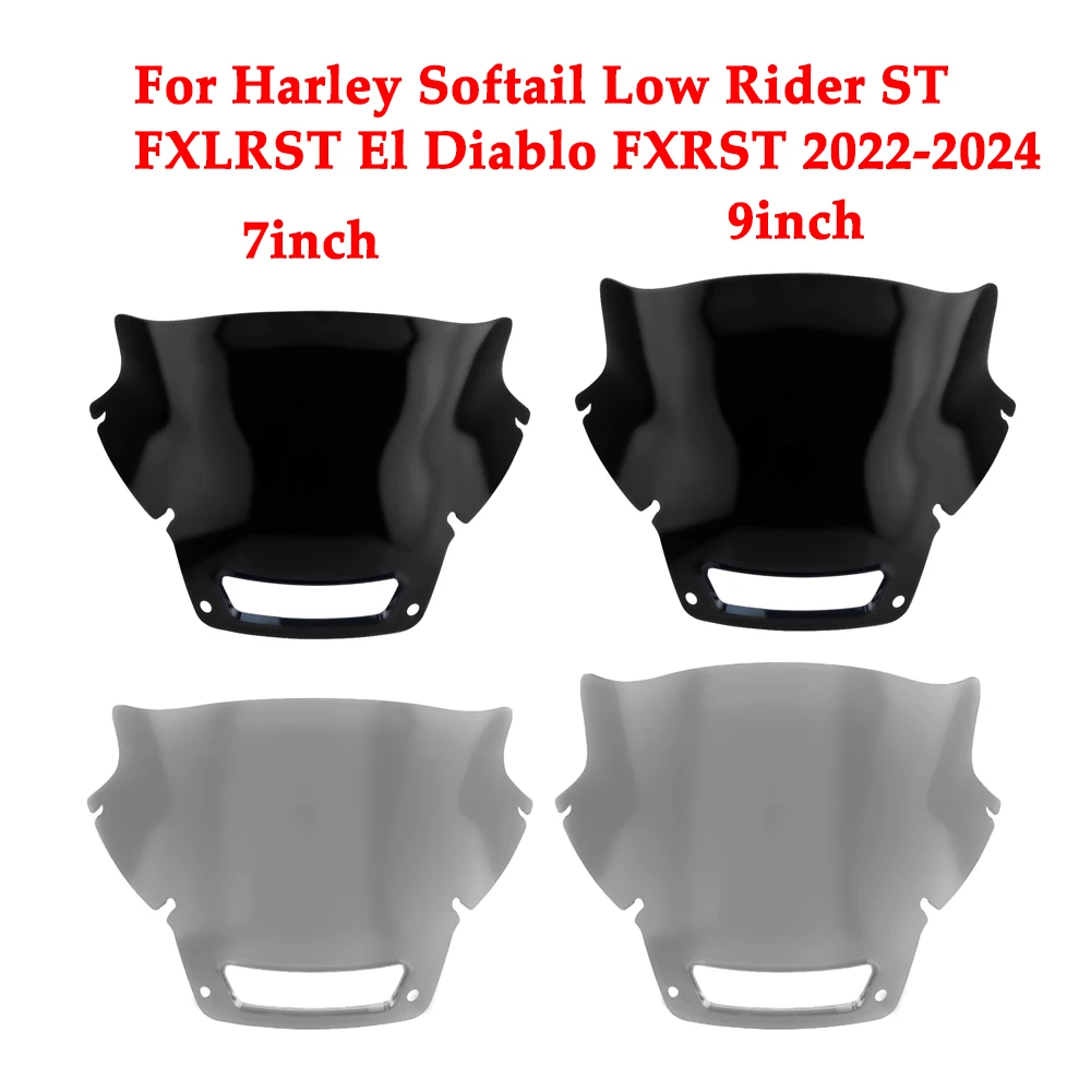 7" 9" Wave Windscreen Motorcycle Fairing Wind Shield For Harley Softail ...