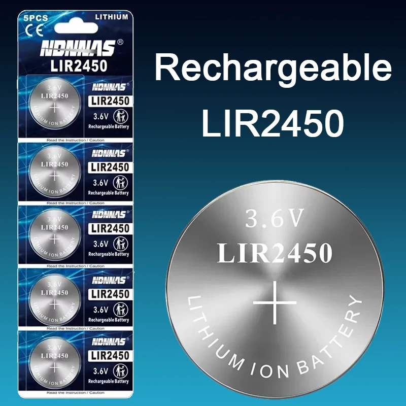 5-50 Pack Rechargeable 2450 Batteries 3.6V Ultra Long Lasting ...