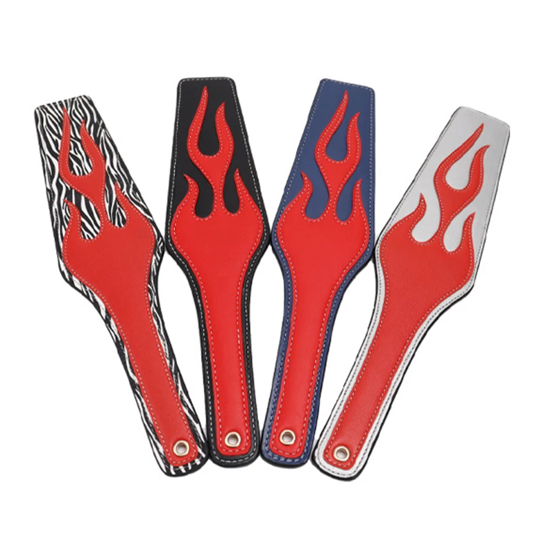 35-5CM-Flame-Pattern-Enhance-Pain-PU-Leather-Spanking-Paddle-Slapper ...