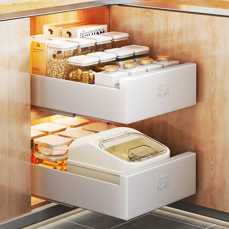 Kitchen-Cabinet-Drawer-Rack-Pullable-Slide-Out-Shelves-Cabinet ...
