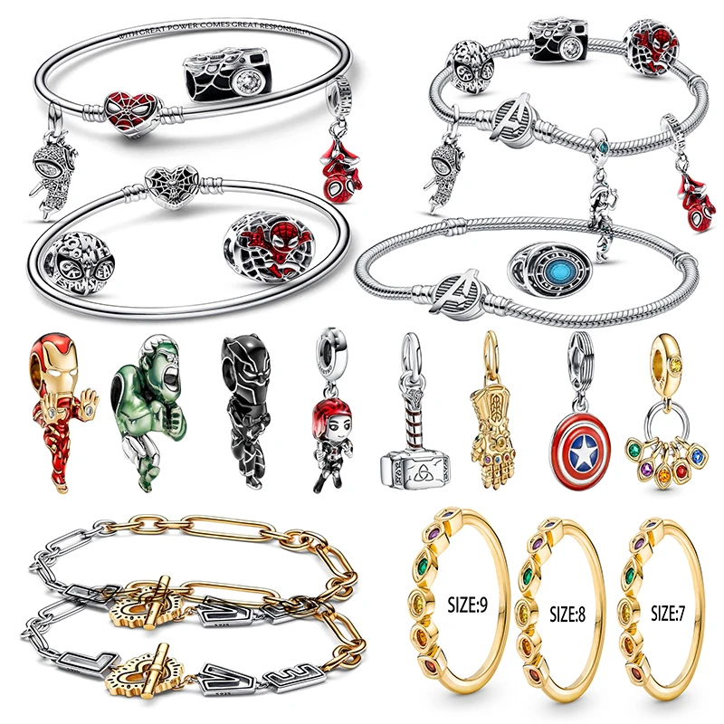 Pandora Marvel Hot Set Pandora Bracelet Movie Anime Characters Iron Man ...