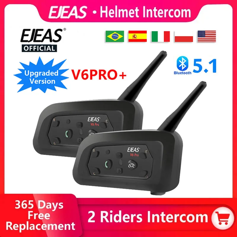 EJEAS V6 PRO Bluetooth Motocicleta Intercom Capacete Headset 6 ...