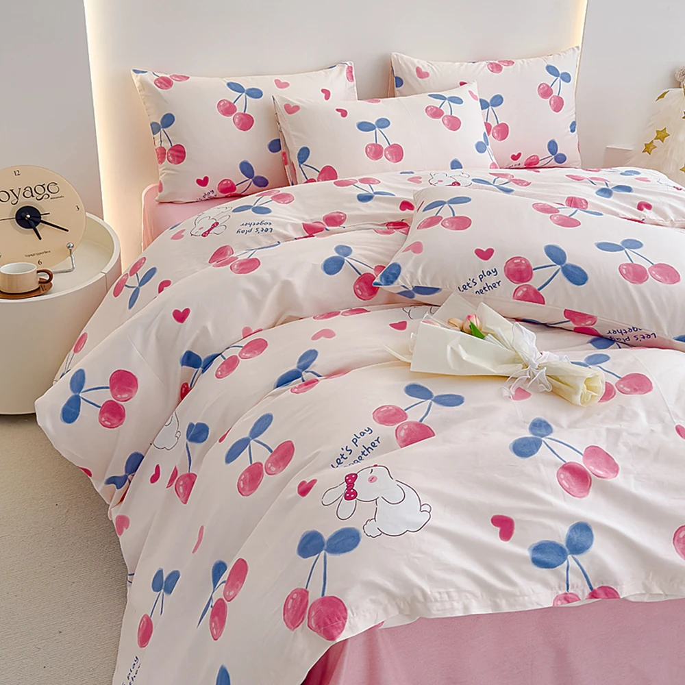 100-Cotton-Bedding-Queen-Size-Bed-Sheets-Set-Simple-Style-Bedclothes ...