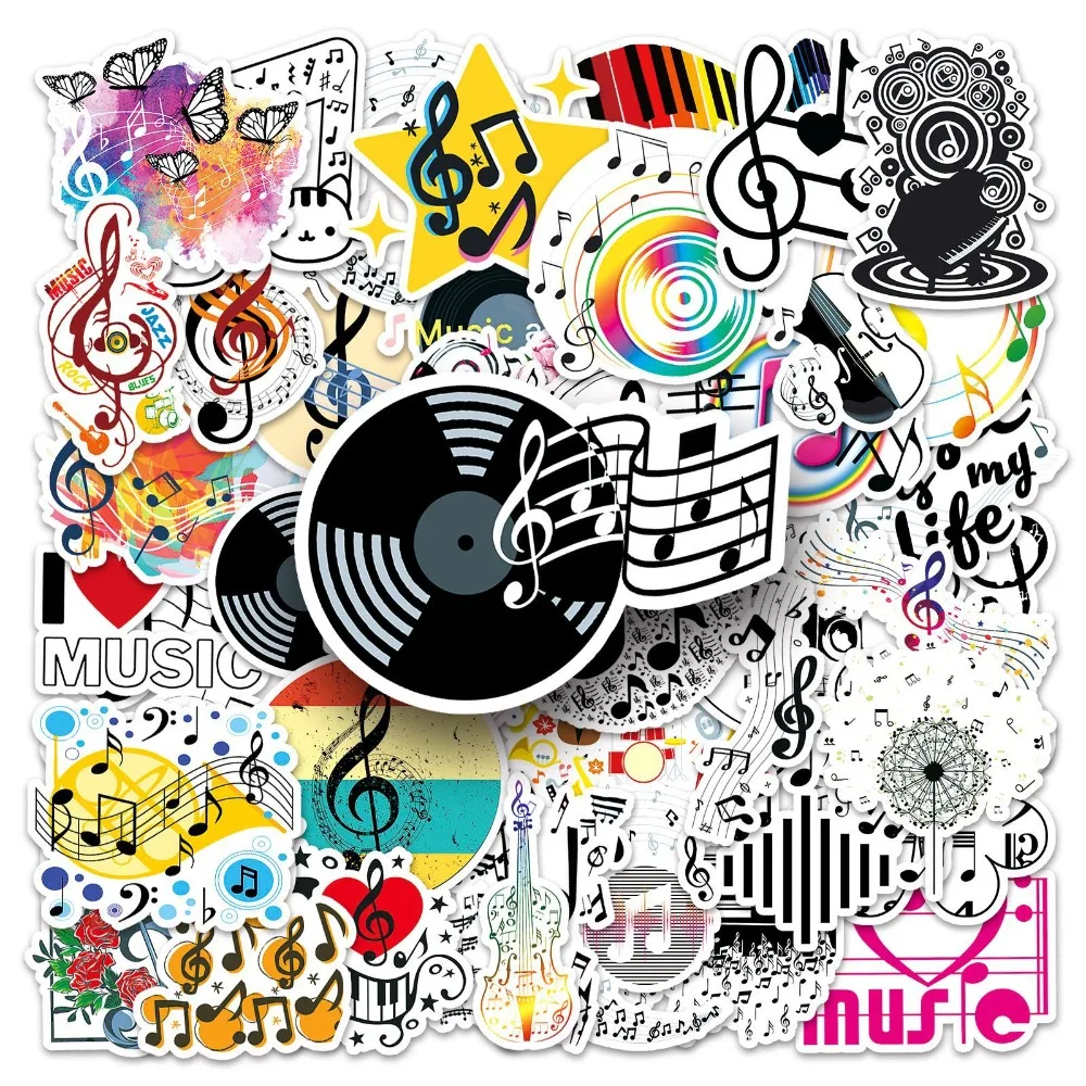 10-50pcs-Cartoon-Music-Notation-Musical-Note-Stickers-Car-Suitcase ...