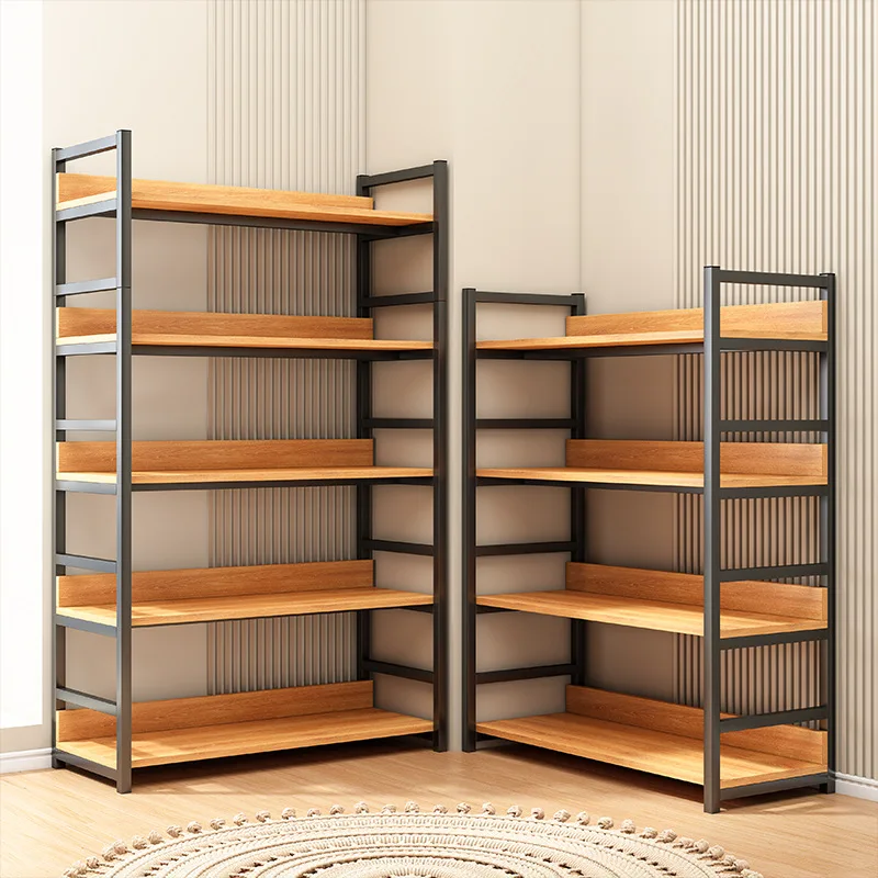 Simple-Bookshelf-Floor-Partition-Storage-Rack-Home-Living-Room-Iron ...
