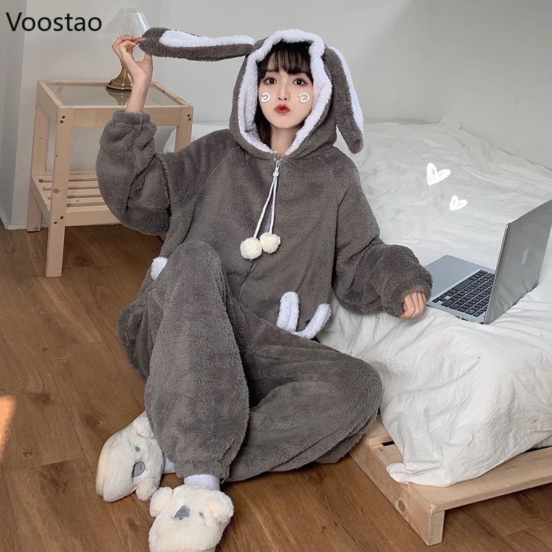 S-e-Bunny-Mit-Kapuze-Onesies-Frauen-Pyjamas-Nette-Pijama-Winter-Warme ...