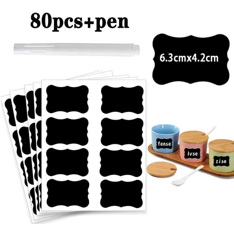 80-240pcs-Black-Blank-Name-Stickers-Waterproof-Writable-Chalkboard ...