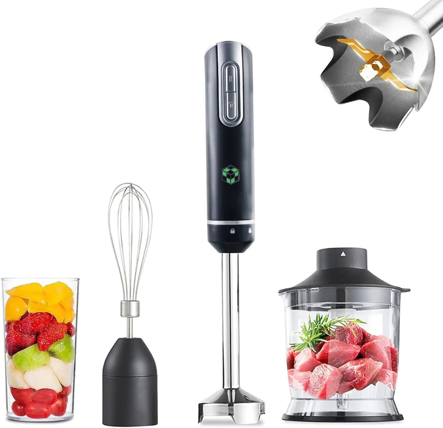 4-In-1 Immersion Hand Blender (Titanium Coating), Powerful 500W ...