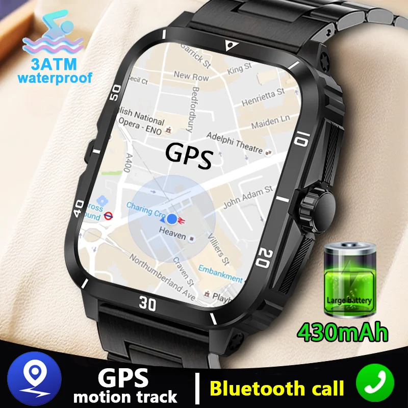 GPS-3ATM-Waterproof-Outdoor-Military-Smartwatch-Men-Bluetooth-Call ...