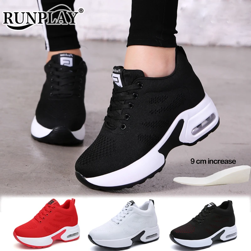 Women High Top Walking Shoes 9 Cm Wedges Sports Shoes Thick Sole ...