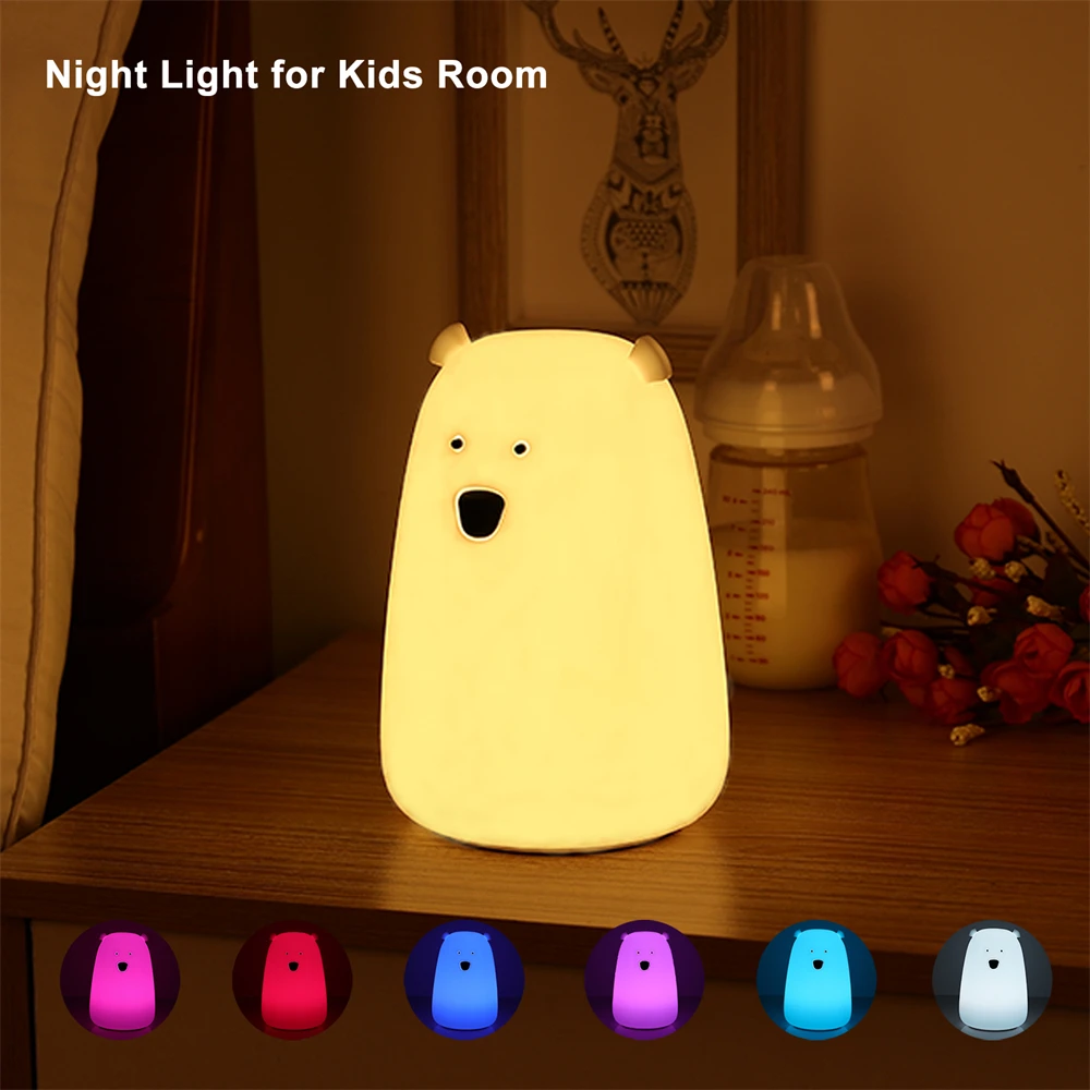 Veilleuse-LED-ours-mignon-en-silicone-lampe-de-chevet-pour-enfants-capteur-tactile-lampes-de ...