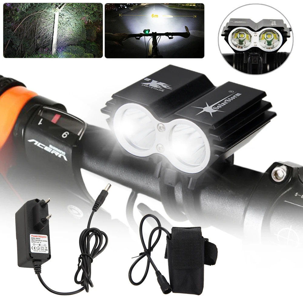 Solarstorm 6000lm 2x T6 Led Front Bicycle Lamp Bike Headlight Headlamp ...