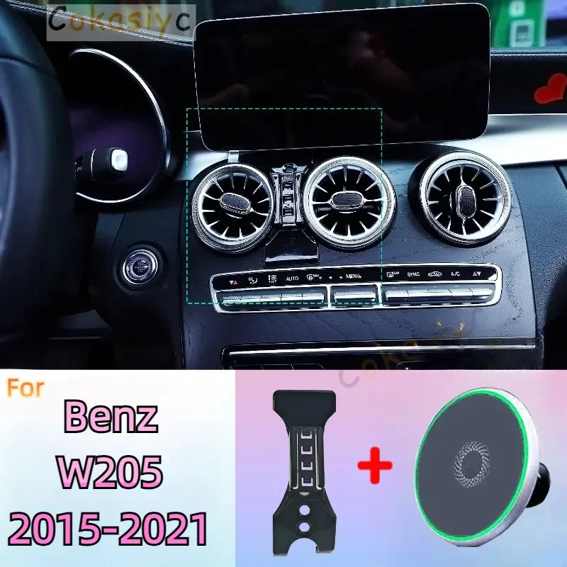 For Mercedes Benz C200 260 300 W205 2015-2021 Magnetic Phone Holder 15W ...