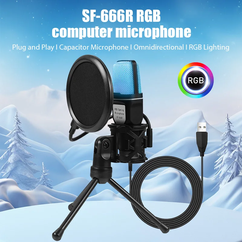 SF666R-USB-Microphone-RGB-Microfone-Condensador-Wire-Gaming-Mic-for ...