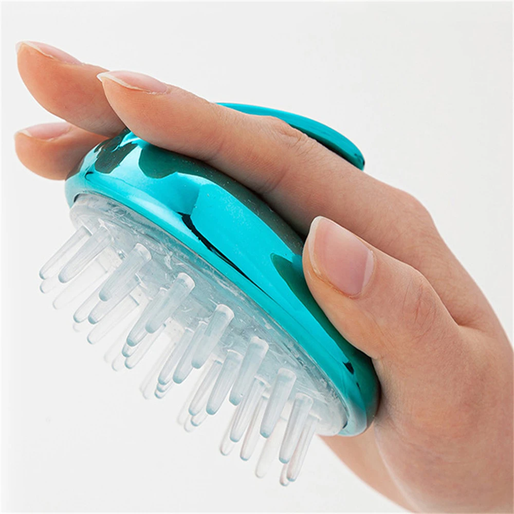 Silicone Head Body Scalp Massage Brush Shampoo Hair Washing Shower Comb ...