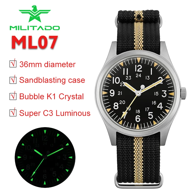 Militado-36mm-Retro-Field-Watch-VH31-Quartz-Bubble-Crystal-C3-Super ...