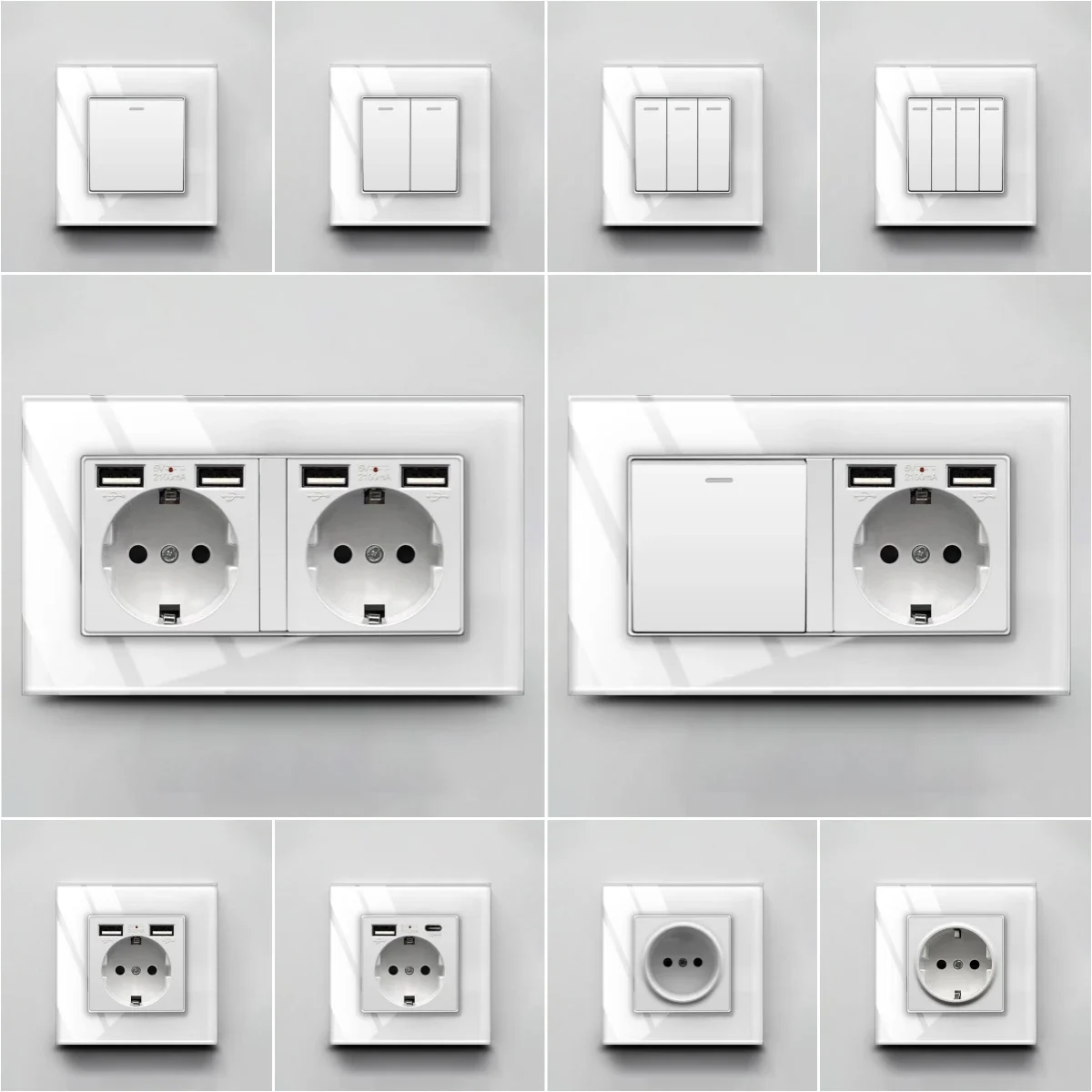 Wall-Switch-Socket-EU-UK-RU-Russian-Standard-with-Tempered-Glass-Panel ...